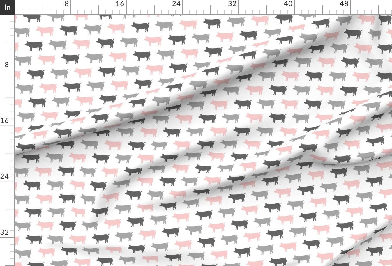 Multi Colored Pigs Fabric - Multi Colored Pigs Pink and Gray by ...