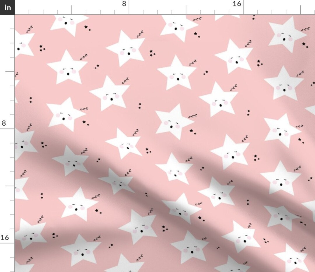 Sleepy Stars on Pink Fabric Sleepy Stars Rose Quartz by - Etsy