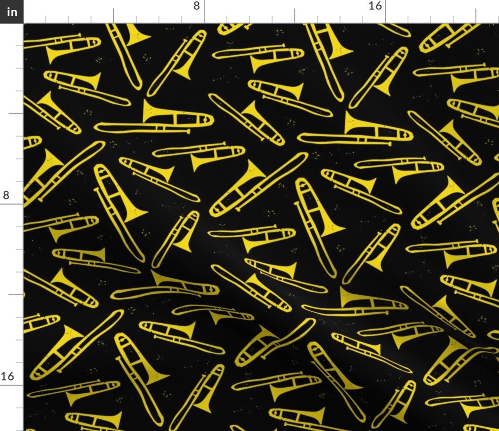 Trombone Fabric 76 Trombones by Jenimp Black and Yellow - Etsy
