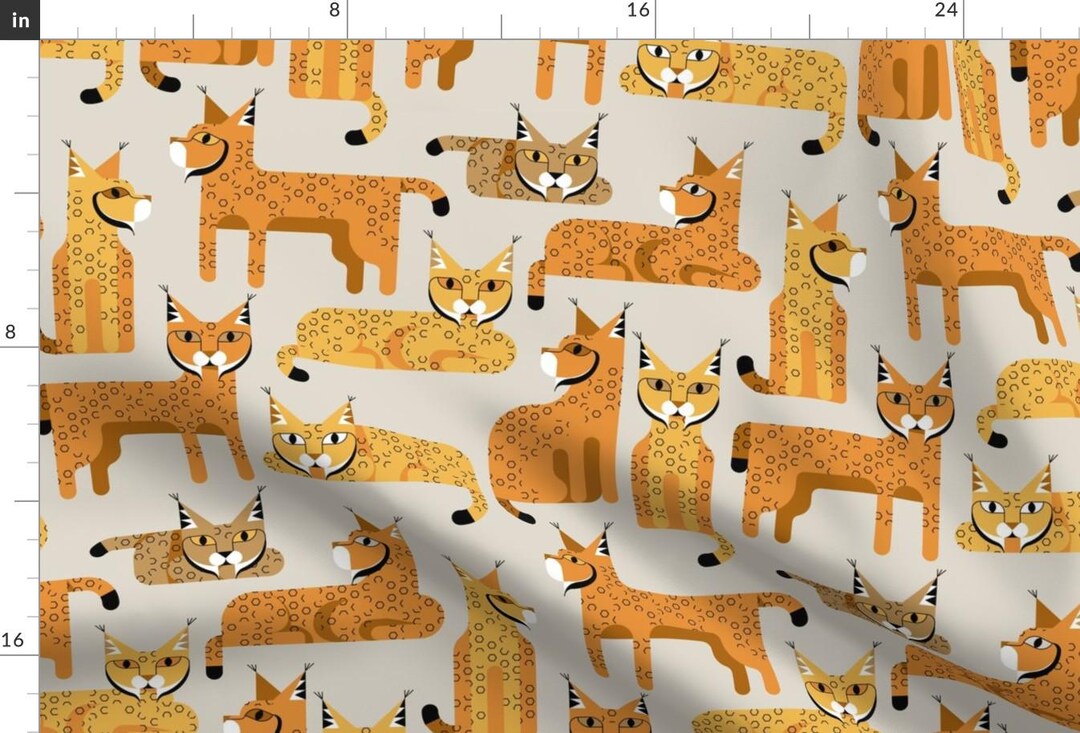 Lynx Fabric - Iberian Lynx by Analinea - Lynx Orange Cat Wild Nature ...