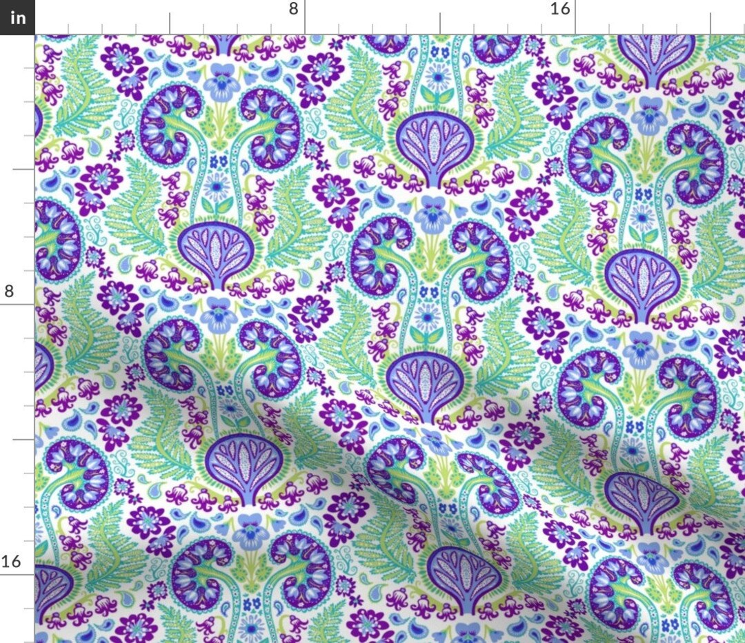 Dialysis Fabric Kidney Damask Purple Teal Aqua Medical Nurse Doctor ...