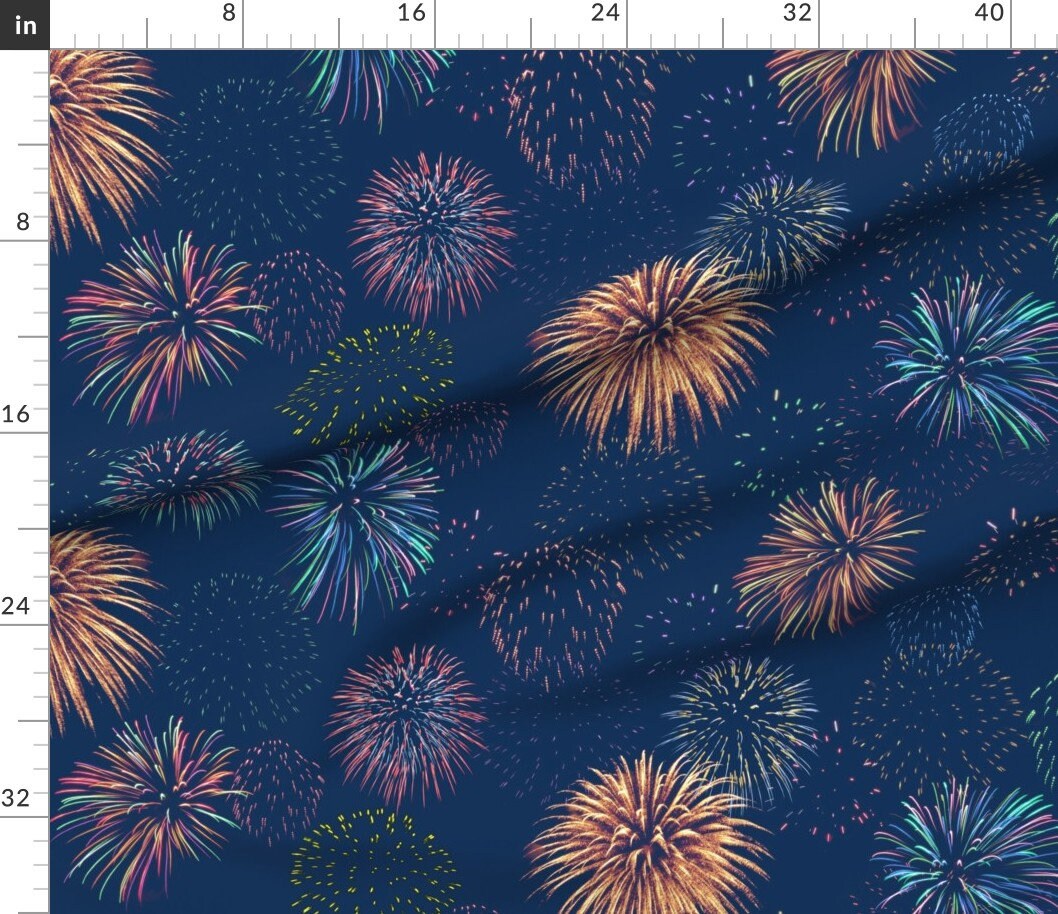 Summer Fireworks Fabric Fireworks in the Evening by - Etsy Australia