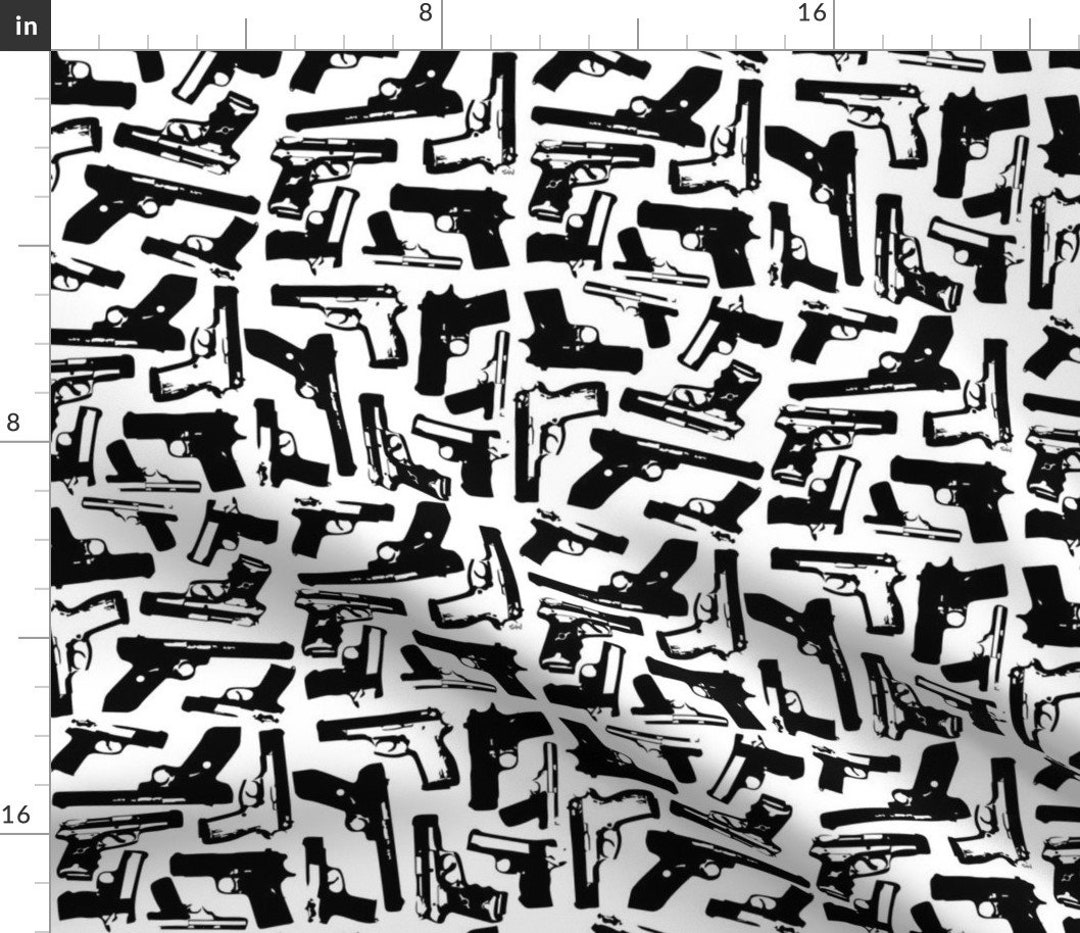 Guns Fabric Holdin' White by Saramw Pistol 9mm Black and White ...