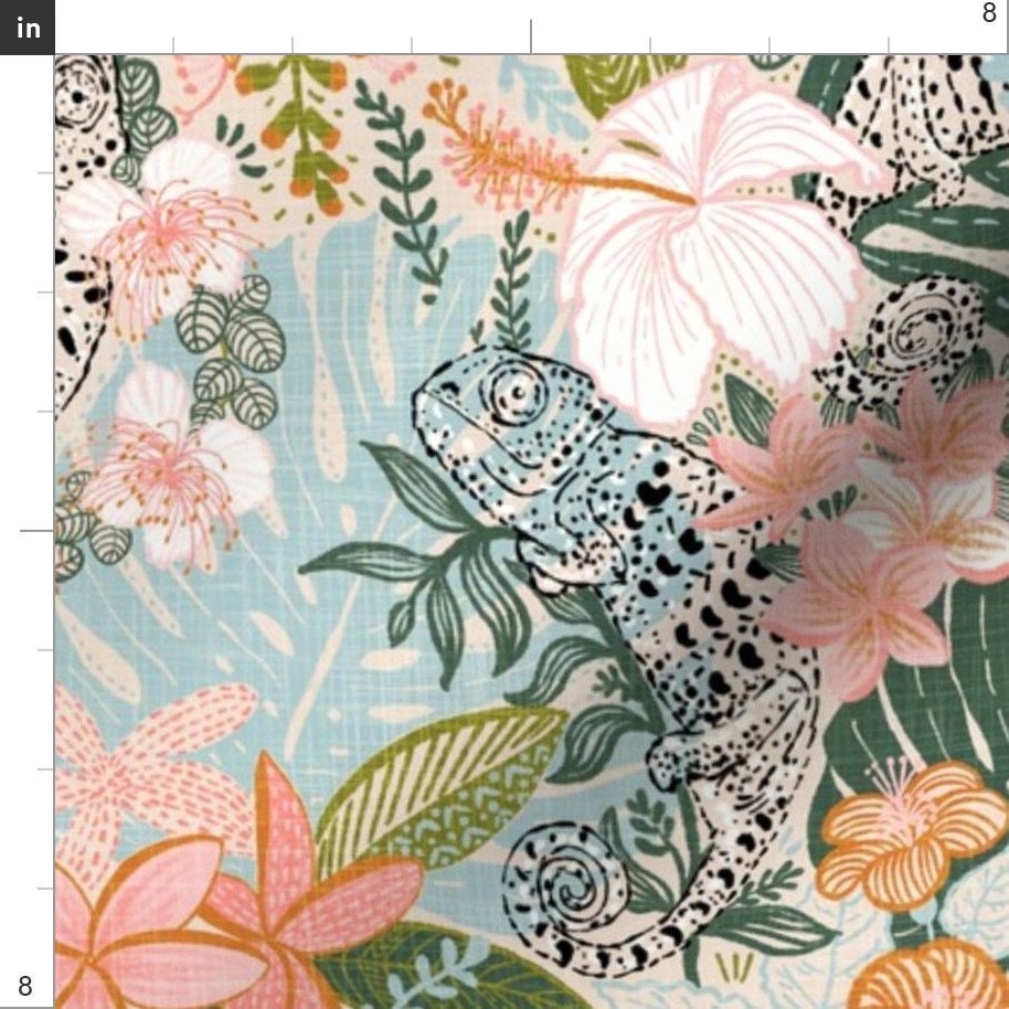 Chameleon Fabric Hawaiian Chameleons by Helenpdesigns - Etsy
