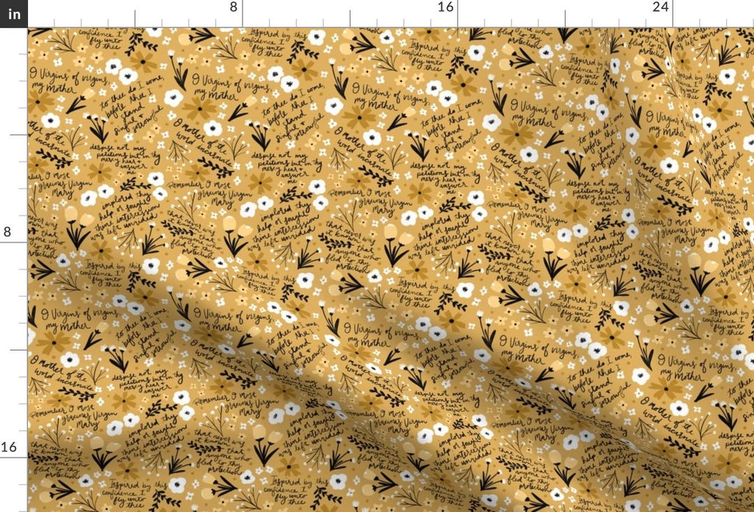 Memorare Fabric Memorare Prayer Yellow Floral by the Little Rose Shop ...