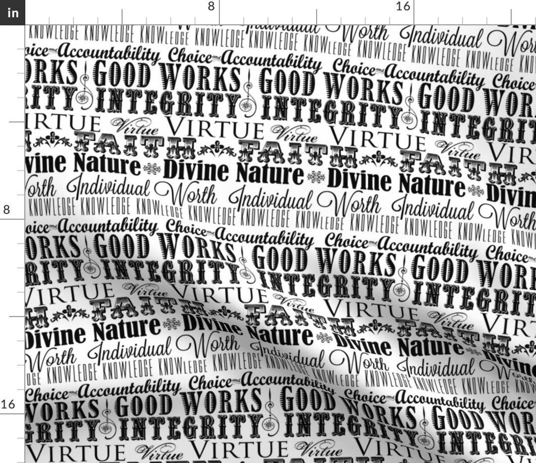 Mormon Fabric Fabric Lds Young Women Values Subway Art Fabric by Hang A ...
