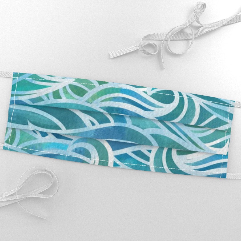 Abstract Watercolor Waves Fabric Abstract Watercolor Waves | Etsy