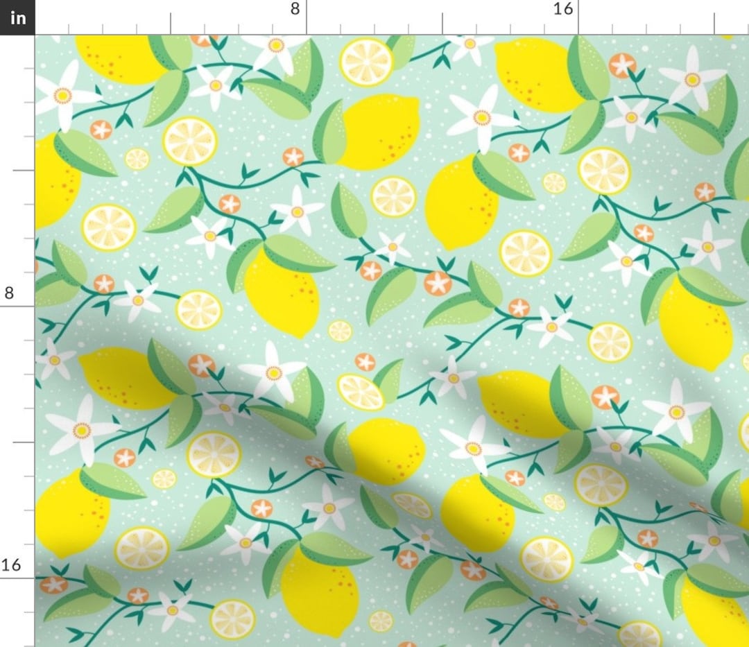 Lemon Fabric Lemon Tree in Green by Heleenvanbuul Modern Kitchen Decor ...