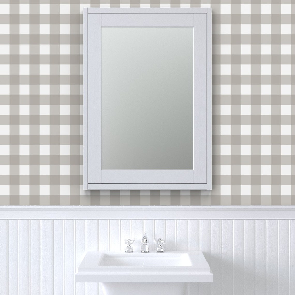 Grey Plaid Wallpaper Checkered in Grey by Willowlanetextiles - Etsy