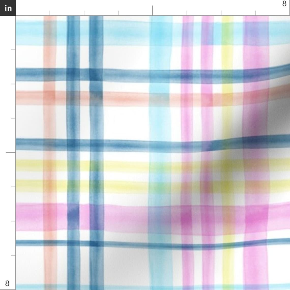 Easter Plaid Fabric Watercolor by Littlearrowdesign Spring | Etsy