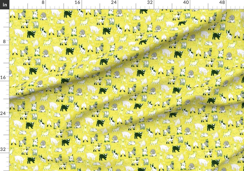 Goat Fabric Baby Goats By Friztin Yellow Modern Baby Goat | Etsy