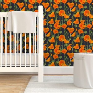 Orange Poppies Removable Peel and Stick Wallpaper - California Poppy ...