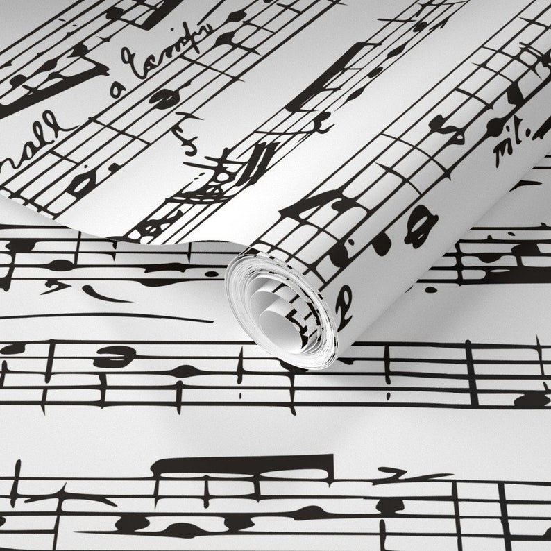 Music Notes Wallpaper Black and White Music Notes by - Etsy