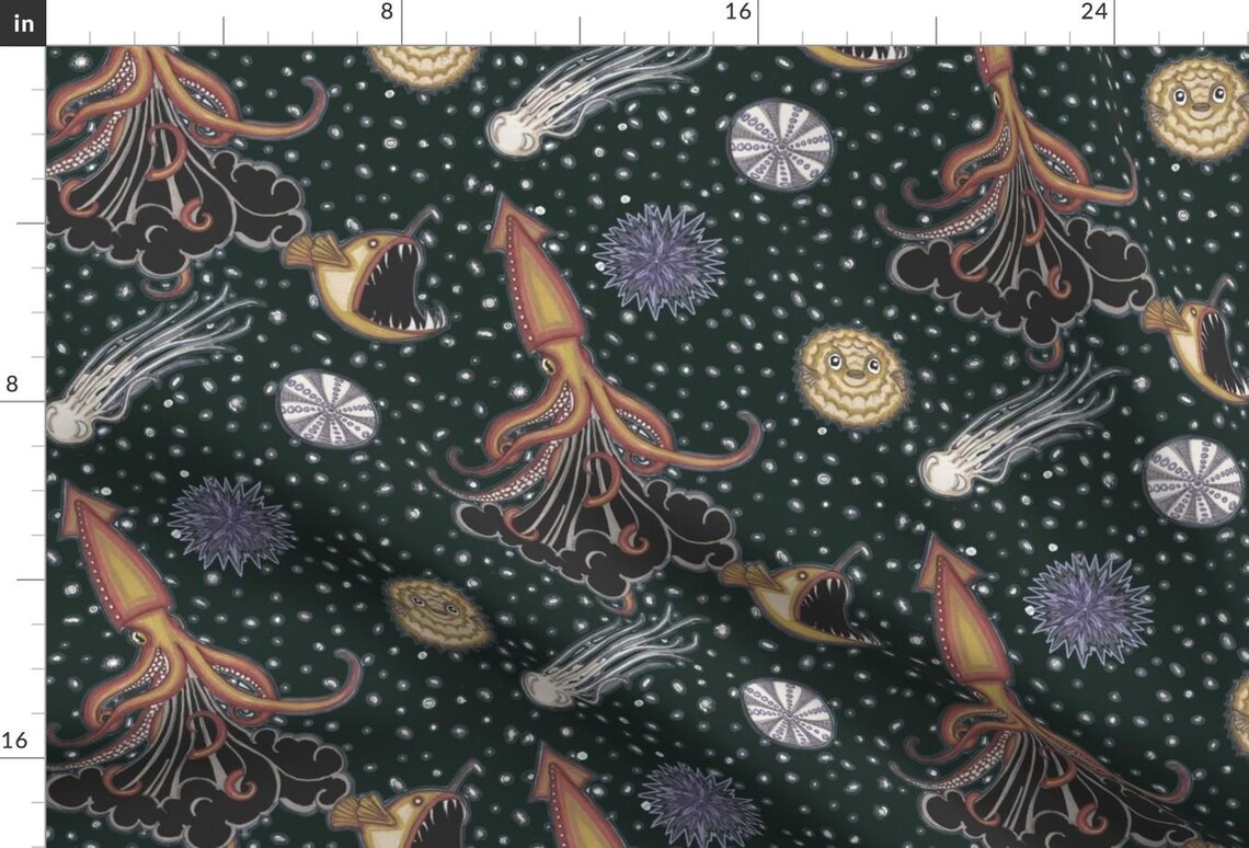 Squids in Space Fabric - Squids in Space! by Ceanirminger - Celestial ...