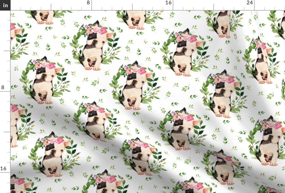 Floral Bulldog Fabric - My Best Friend Mix Match by Shopcabin - Floral ...