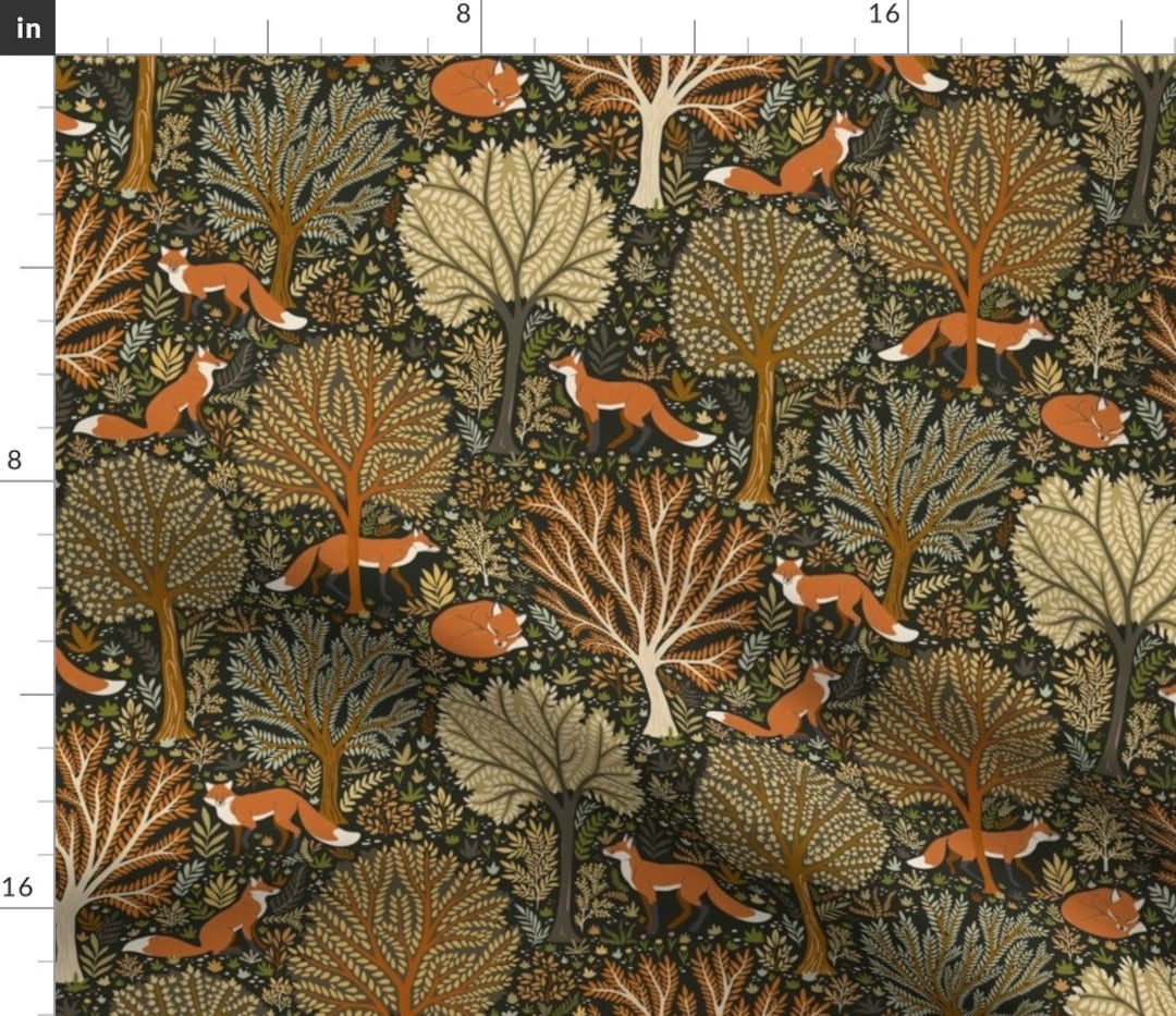 Woodland Fabric Fox Forest by Serena_archetti Nature Forest Fox Green ...
