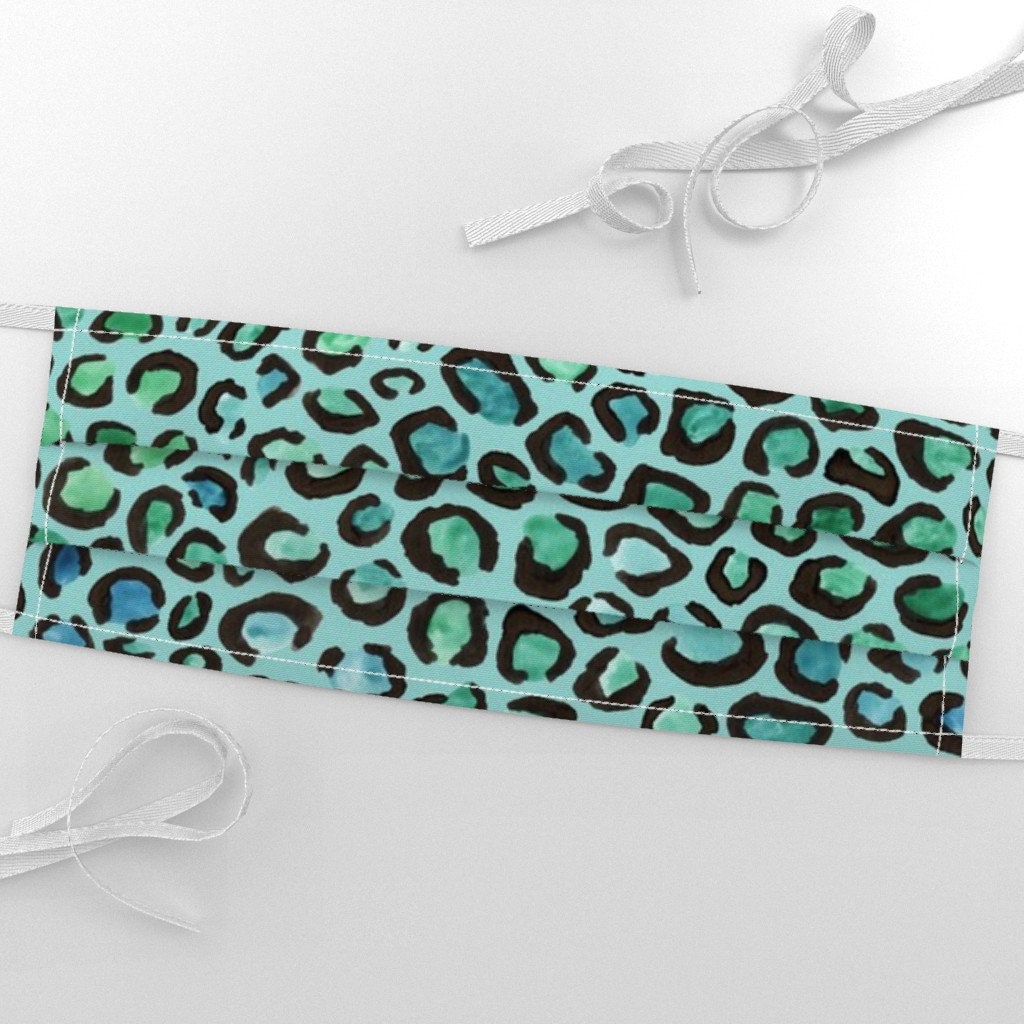 Teal Cheetah Fabric Blue and Green Cheetah Print Light - Etsy