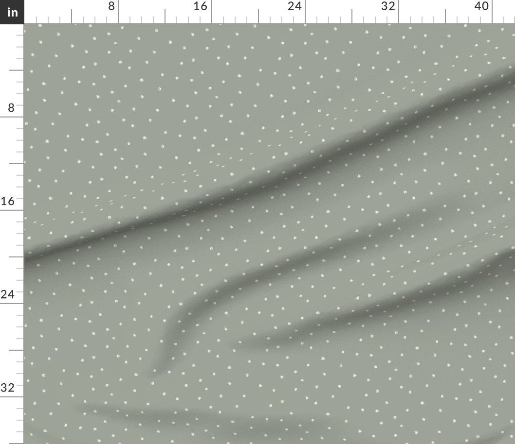Sage Green Polka Dots Fabric Freehand Squiggles Bone Dots on - Etsy