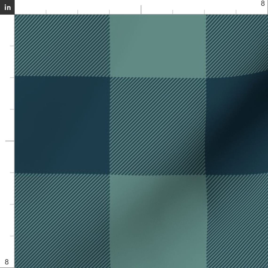 Teal Buffalo Check Fabric Wool Parka Check Navy and Slate - Etsy