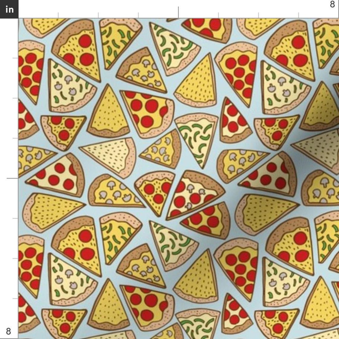 Pizza Fabric - Pizza Party - Blue by Kristinnohe - Pizza Slices Blue ...