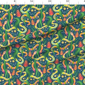 Snake Fabric Rainbow Snakes by Illaberek Green Blue Yellow Reptiles ...