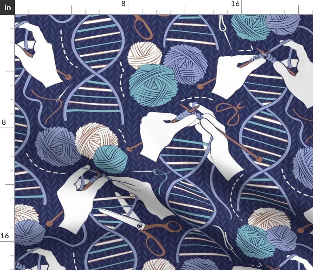 Knit DNA Fabric Knitting DNA by Selmacardoso Blue Science - Etsy