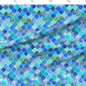 Blue Moroccan Fabric Cobalt Blue and Aqua Decorative Moroccan Tiles by ...