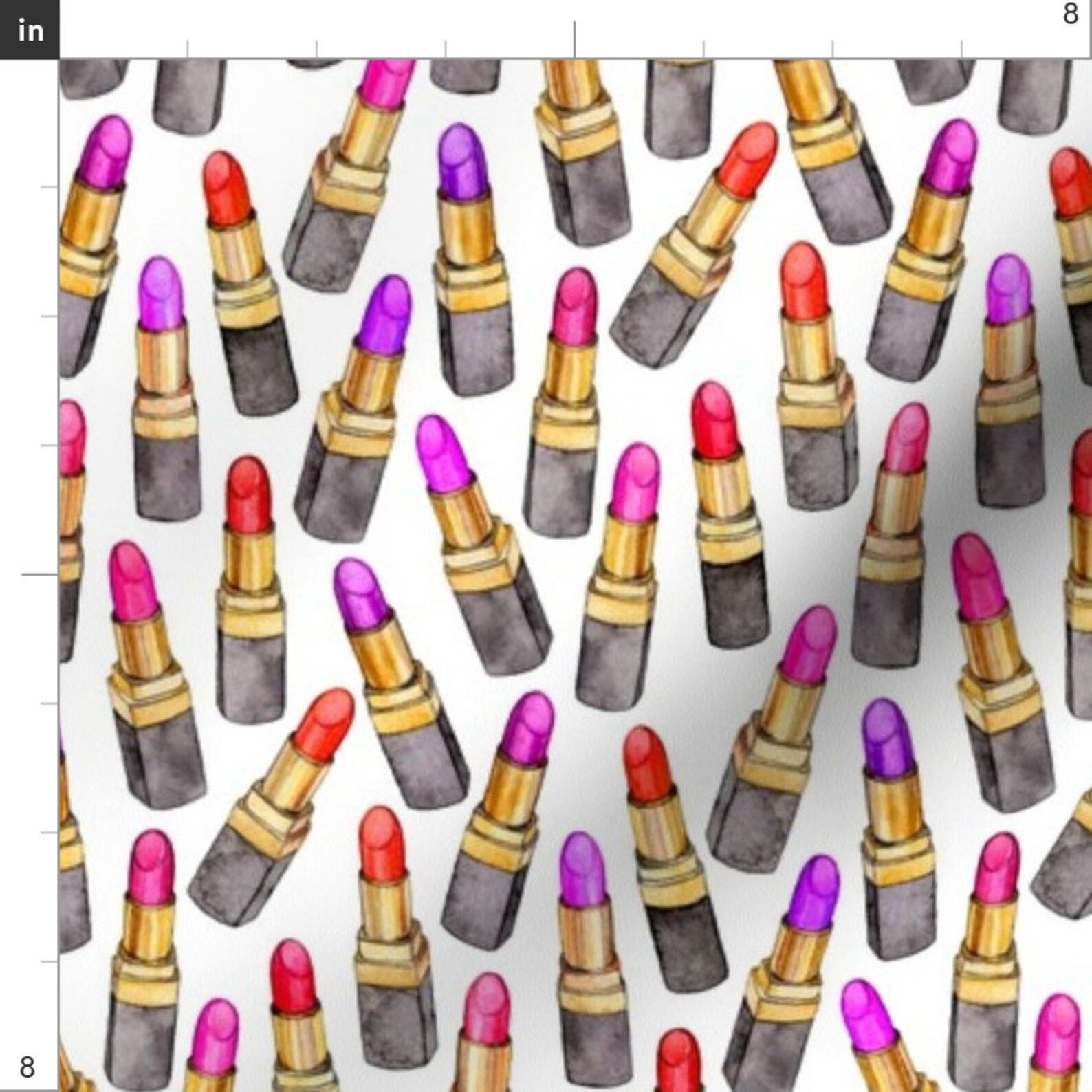 Lipstick Fabric Lots of Lipsticks by Micklyn Watercolor | Etsy