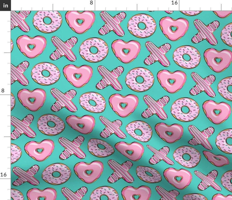 Donuts Fabric X O Heart Shaped Donuts XO Heart Donuts Dark | Etsy