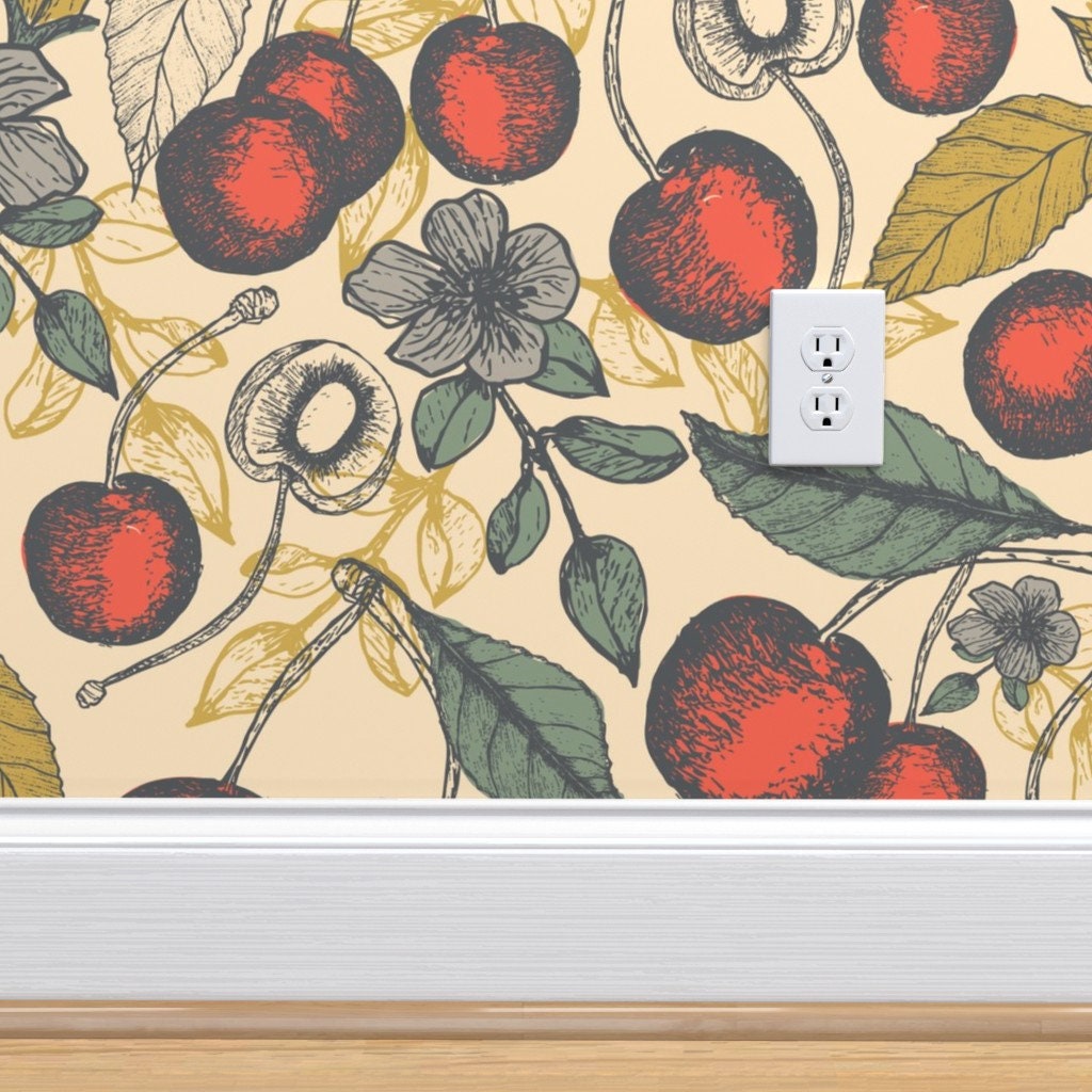 Vintage Style Cherry Wallpaper Cherry Flavor by Latoblab - Etsy