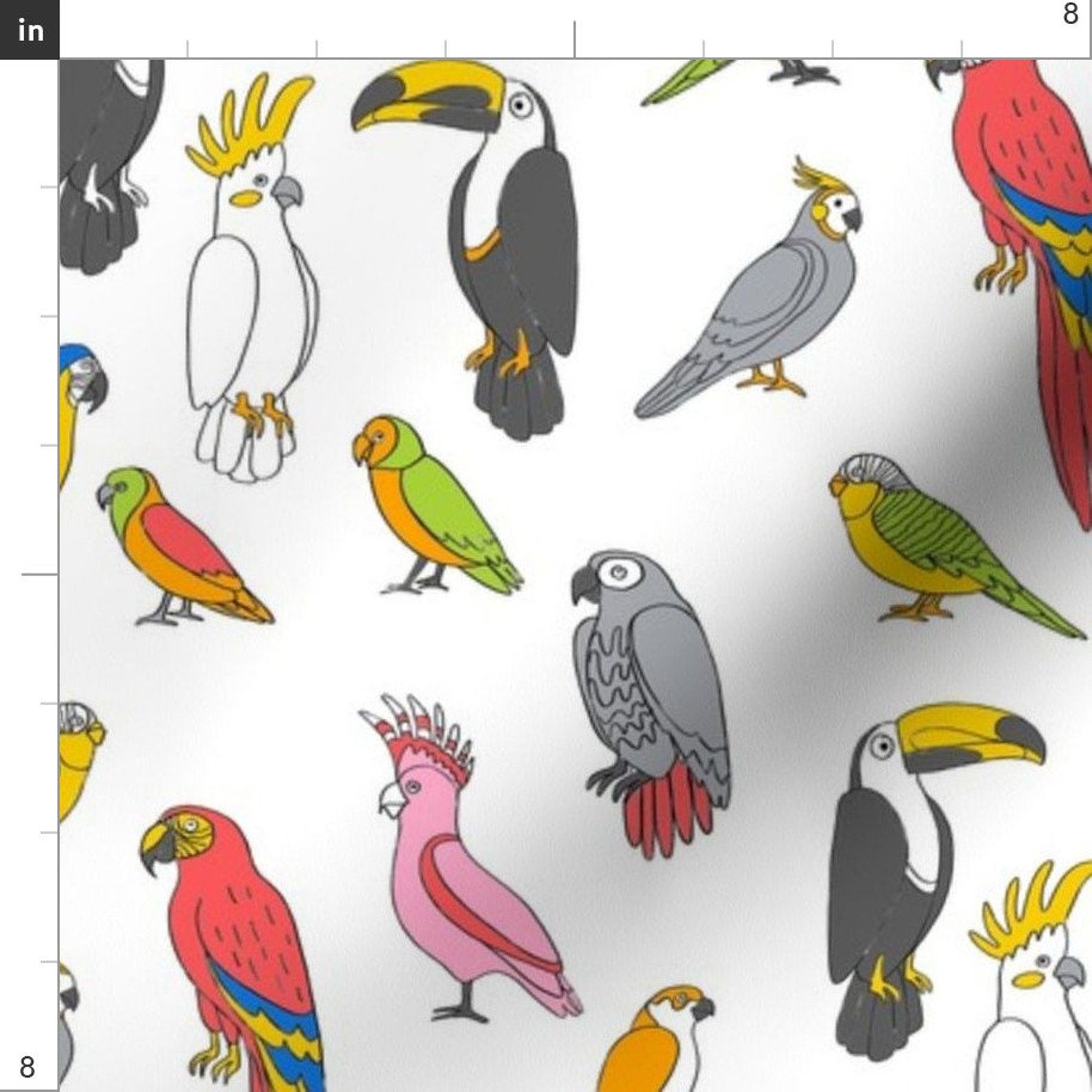 Parrots Fabric Parrot // Tropical Rainforest Bird Fabric - Etsy