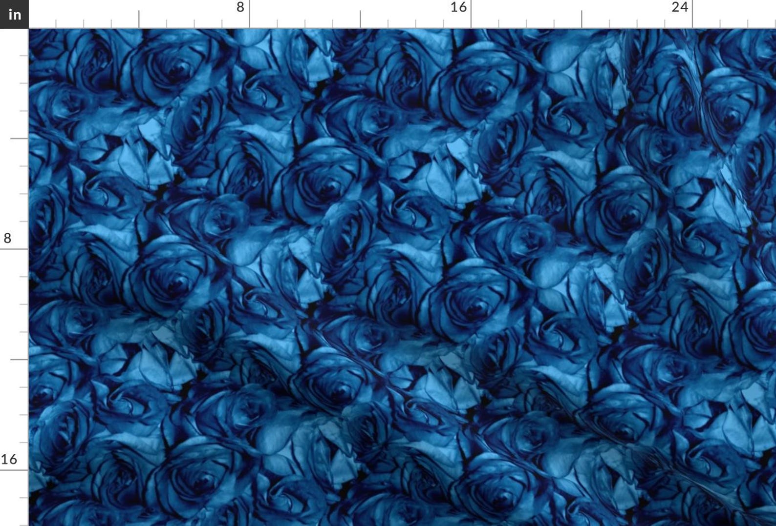 Roses Can Sing the Blues Fabric - Indigo Rose Floral Photo Flower Goth ...