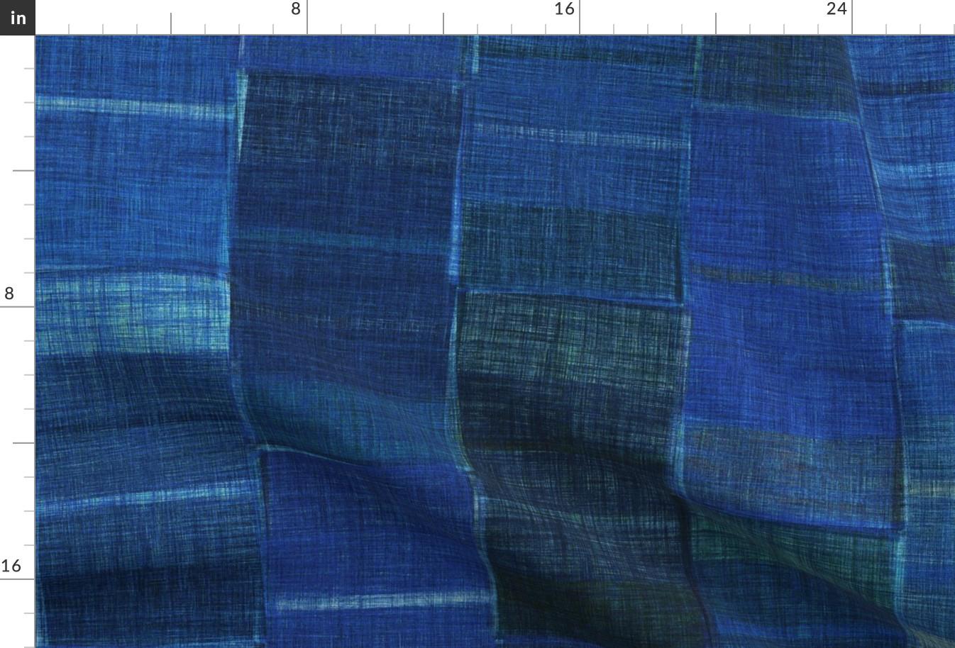 Blue Patchwork Upholstery Fabric- Chroma Stacks by Ormolu - Indigo ...
