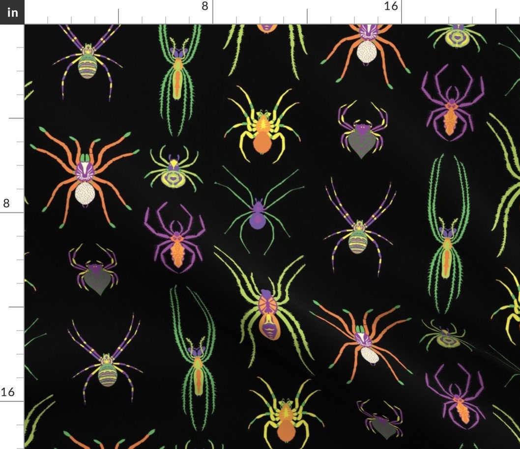 Colorful Spiders Fabric Pop Art Spiders for Halloween by - Etsy