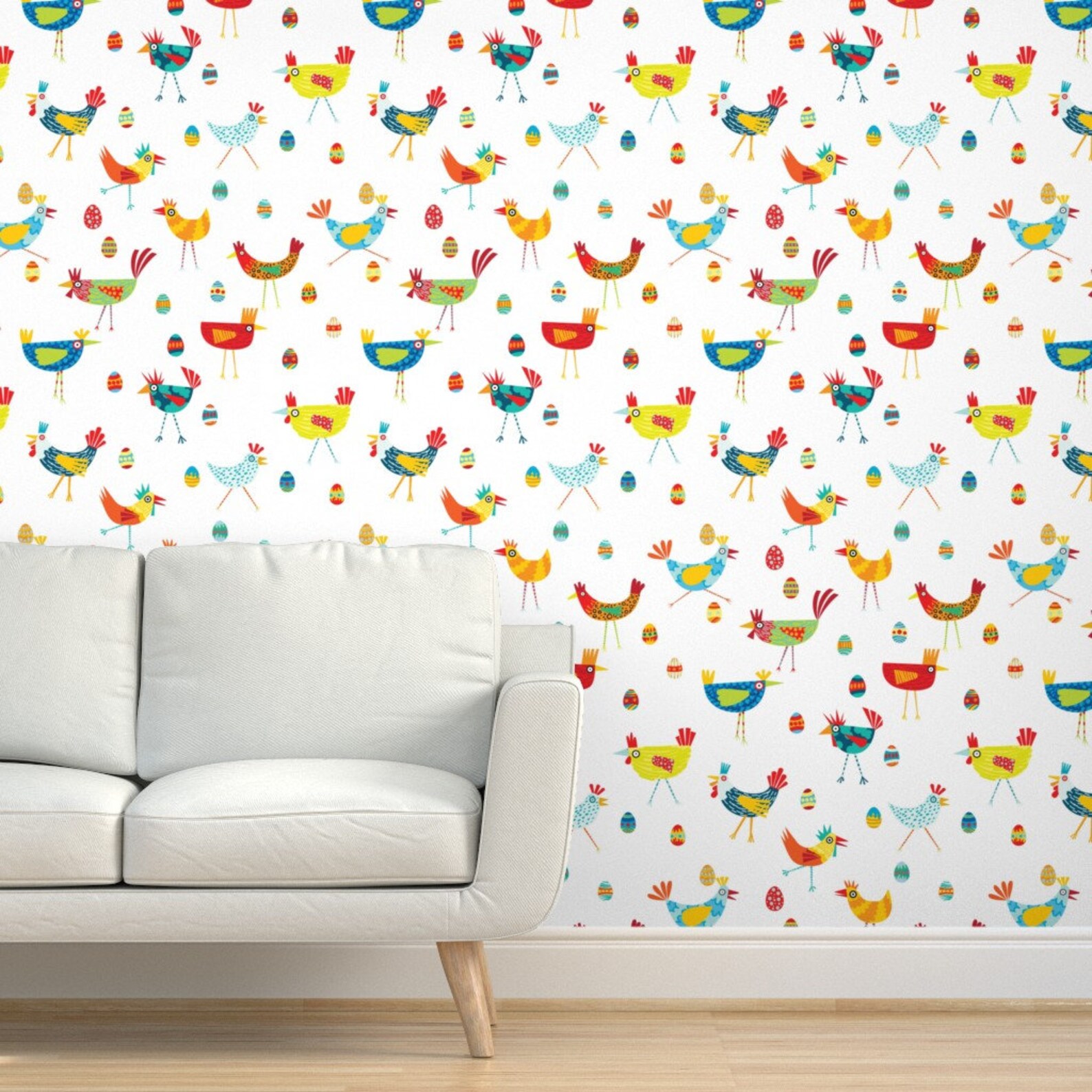 Chicken Wallpaper Colorful Funky Chickens by Happychinchilla - Etsy