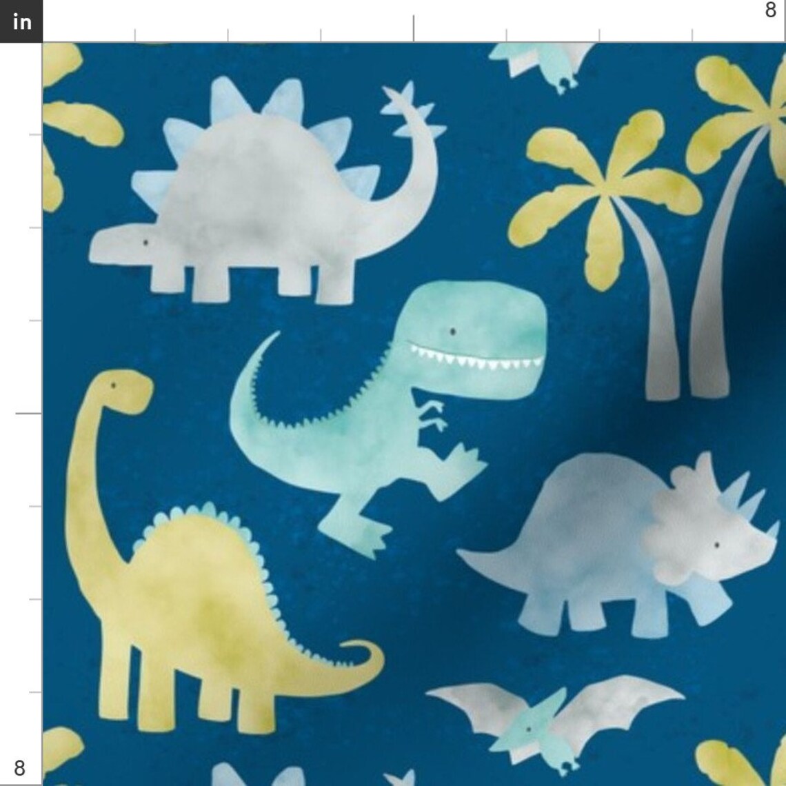 Dinosaur Fabric Dinosaur Pattern Blue by Nick Neuman | Etsy