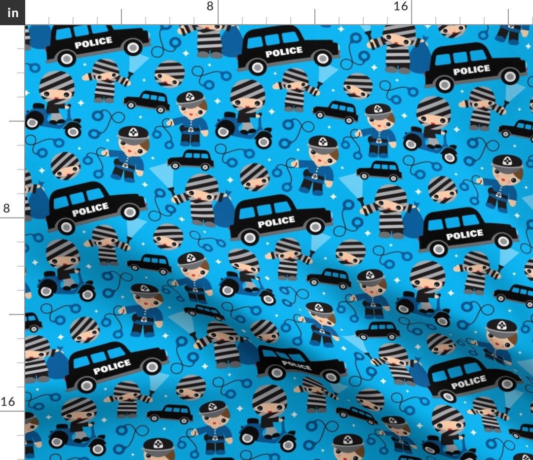 Police Car Fabric Thiefs Cops and Robbers Police Theme by ...