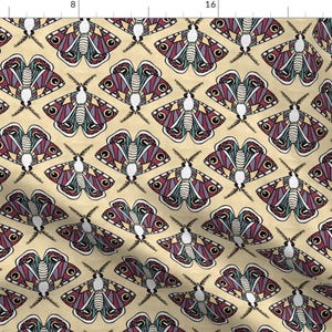Vintage Moths Fabric - Bright Moths by Pond Ripple - Geometric Insect ...