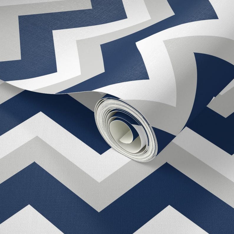 Chevron Wallpaper - Choppy Sea by Fleamarkettrixie - Boy Nursery Beach ...