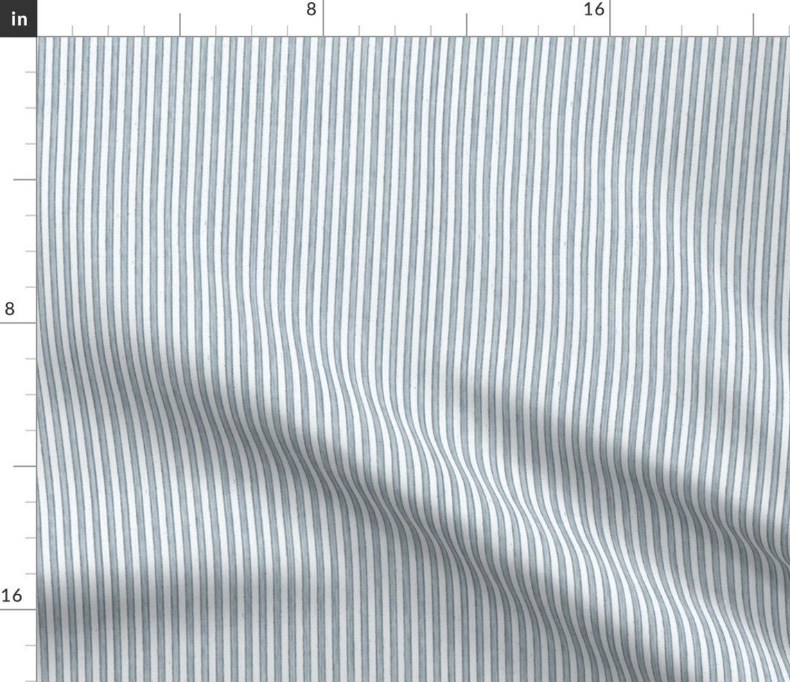 Rustic Blue Stripes Fabric Faded French Stripe Blue by - Etsy