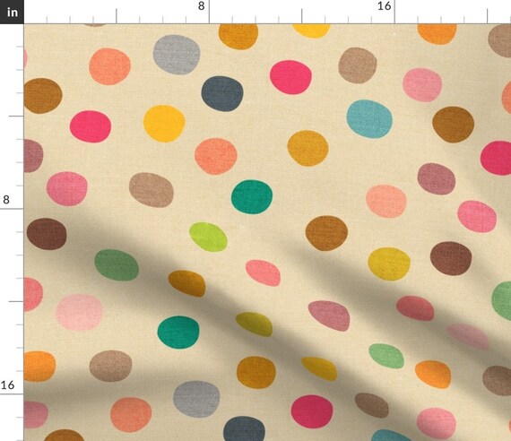 Rainbow Polka Dots Repeat Simple Fabric Mid Century Polka | Etsy