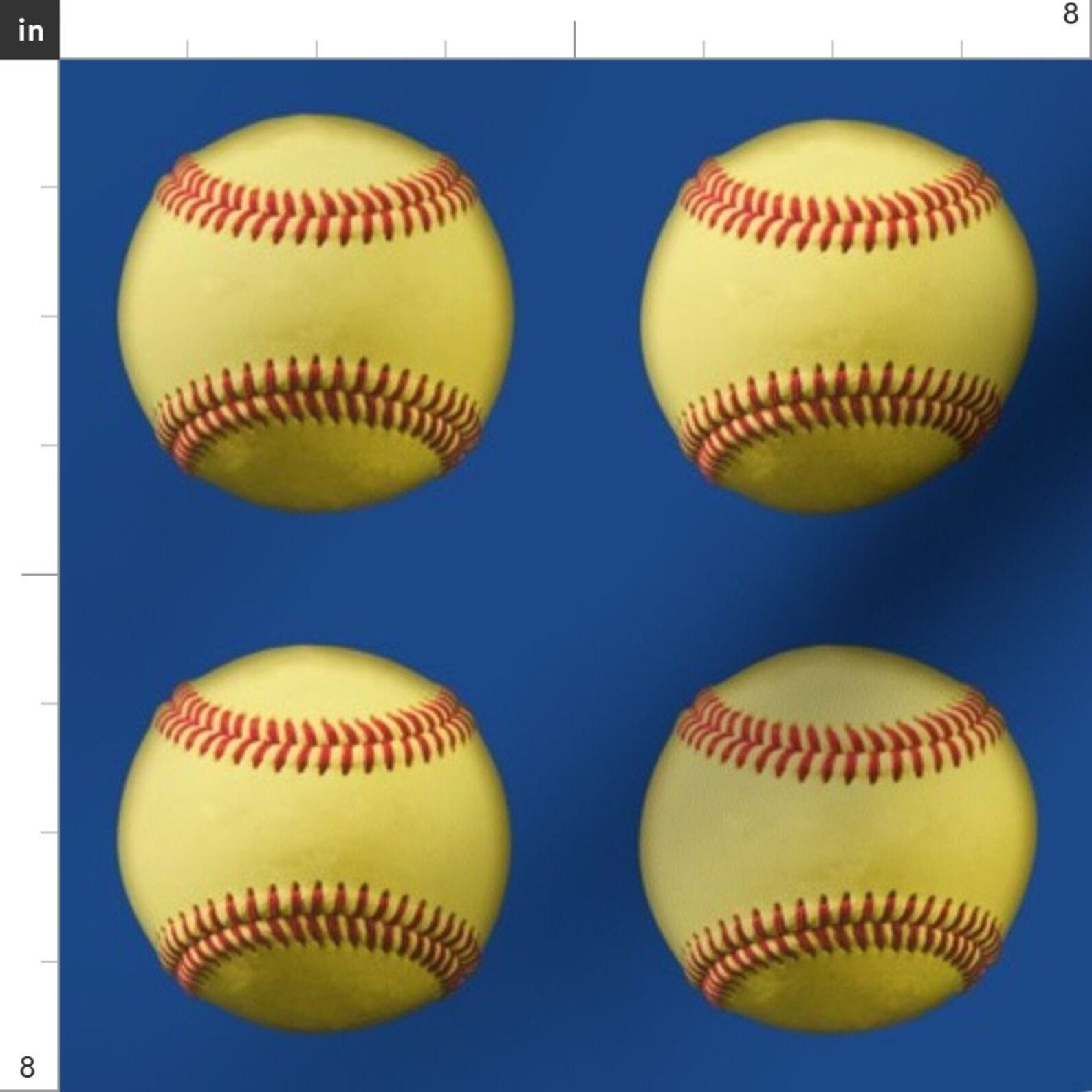 Softball Fabric 3 Yellow Softballs on Blue by - Etsy