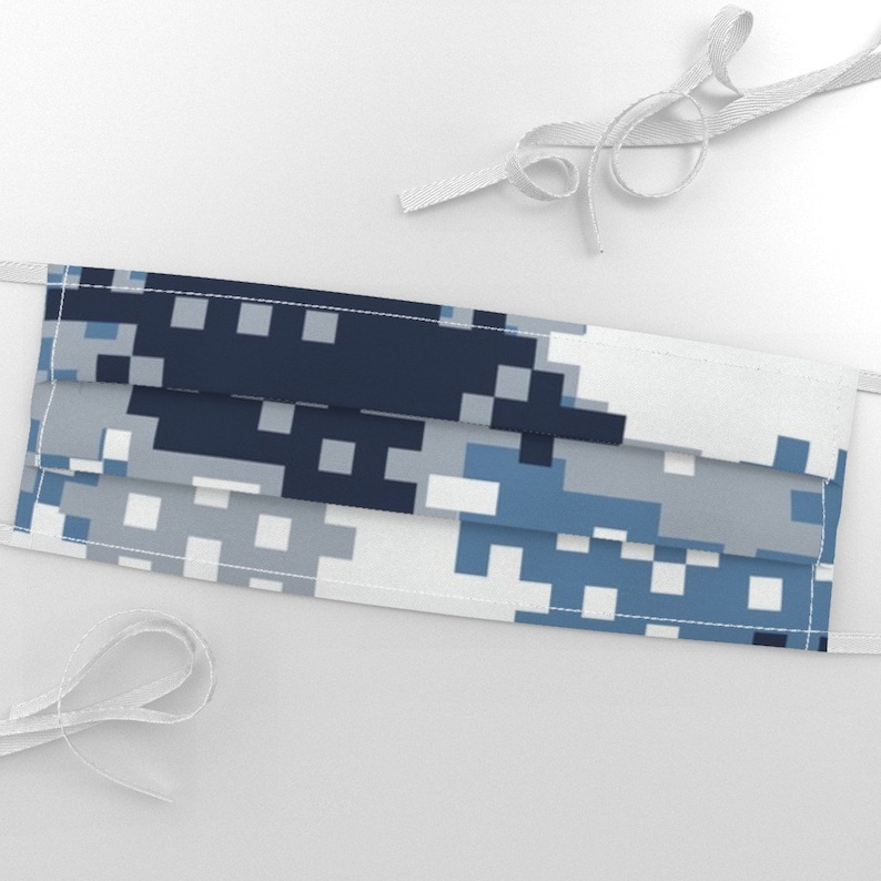 Blue Pixelated Camouflage Fabric Pixel Blue Camouflage | Etsy
