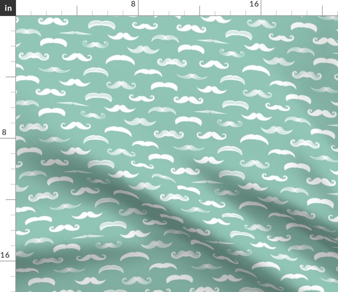 Mustache Fabric Mustaches Aqua by Littlearrowdesign - Etsy