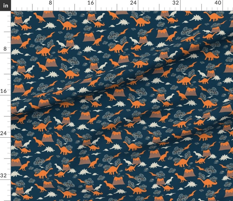 Dinosaur Volcano Fabric Volcano Cloud Jill Bull by - Etsy