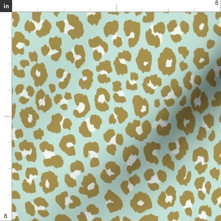 Animal Print Fabric Leopard Print Mint Gold by Kimsa - Etsy