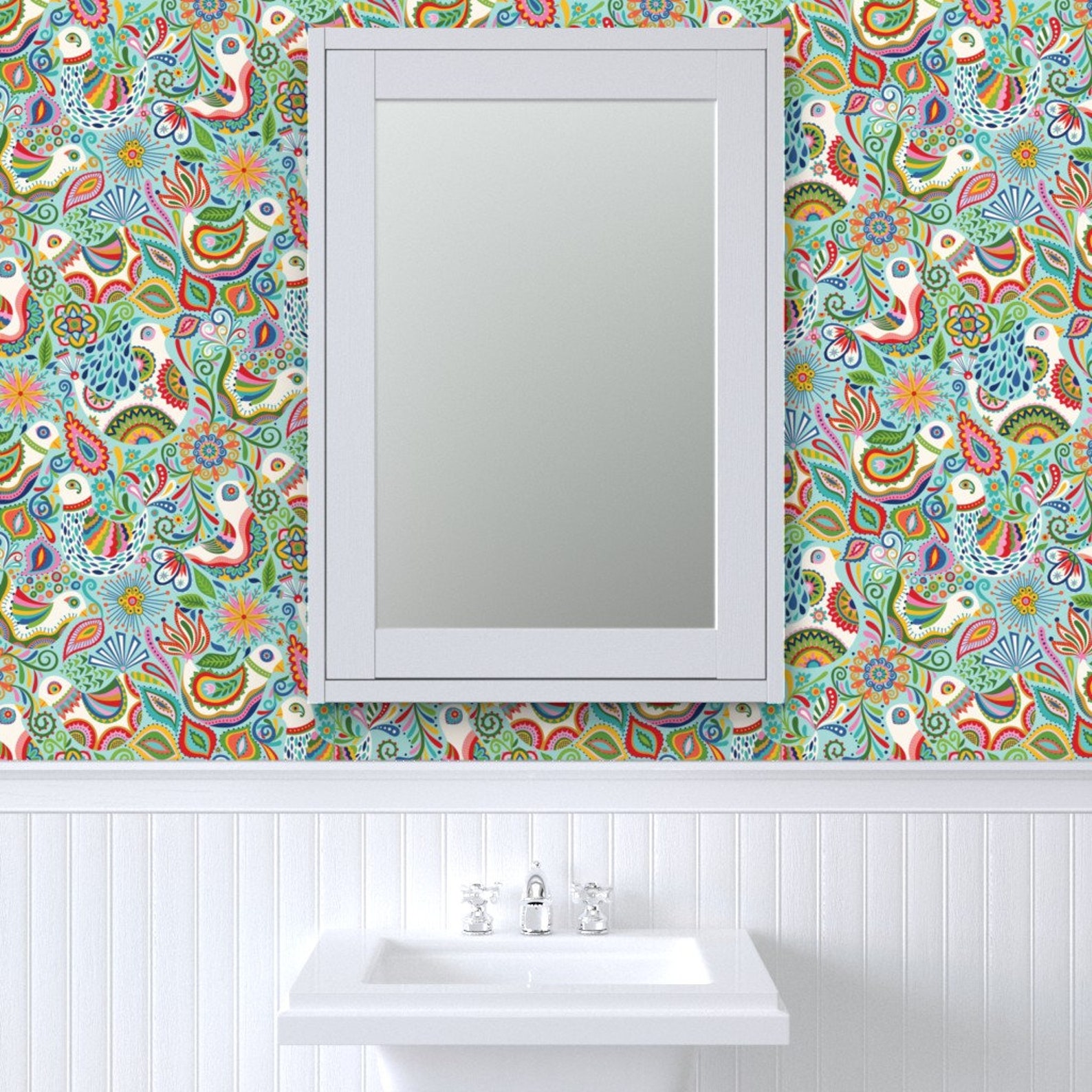 Paisley Birds Wallpaper Pinata Birdies by Groovity Paisley - Etsy