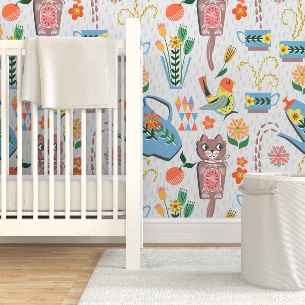 Vintage Kitsch Wallpaper Coffee Break by Landmink Retro | Etsy