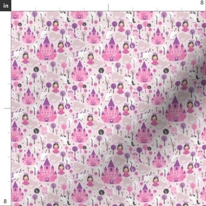 Princess Fabric Princess Unicorn and Fairy Land Castle Magical Print ...