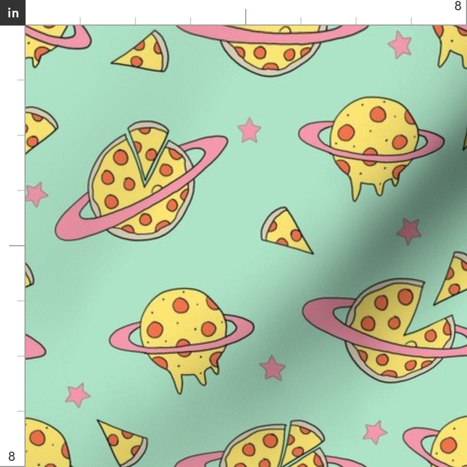 Pizza Planet Saturn Fabric Pizza Planet Outer Space Blue By | Etsy